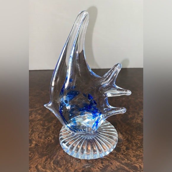 Art | Vintage Blown Glass Murano Style Fish W Pedestal Paperweight ...